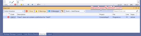 C Error Cs0117 Type Does Not Contain A Definition For Identifier