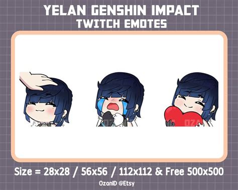 Yelan Genshin Impact Emote Bundle Cute Chibi Genshin Impact Etsy Cute Chibi Discord Emotes