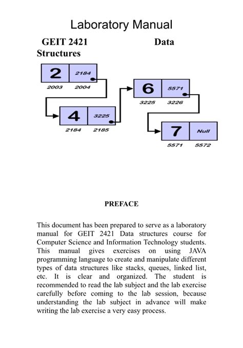 laboratory manual data geit 2421 structures 2 2184
