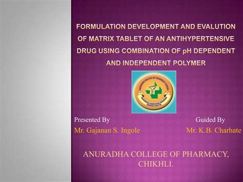 Formulation Development And Evalution Of Matrix Tablet Of Pptx