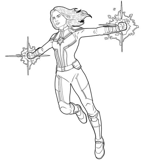 Female Captain Marvel Drawing Sketch Coloring Page