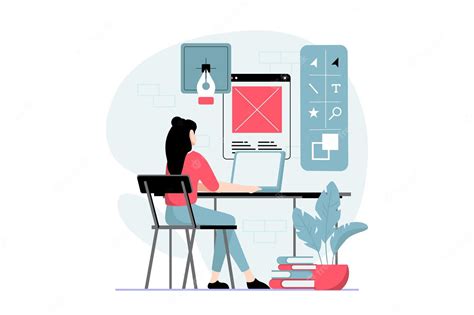 Premium Vector Ui And Ux Design Concept With People Scene In Flat Style Woman Work As
