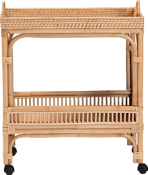 Fasulo Light Wood Fruitwood Natural Beige White Bar Cart Rooms To Go