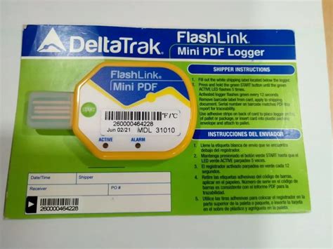 Green Red Led Temperature DeltaTrak FlashLink Mini PDF Logger 47 2mm X 78mm X 10 2mm Model