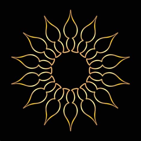 검은 배경에 황금 장식 꽃 프리미엄 벡터