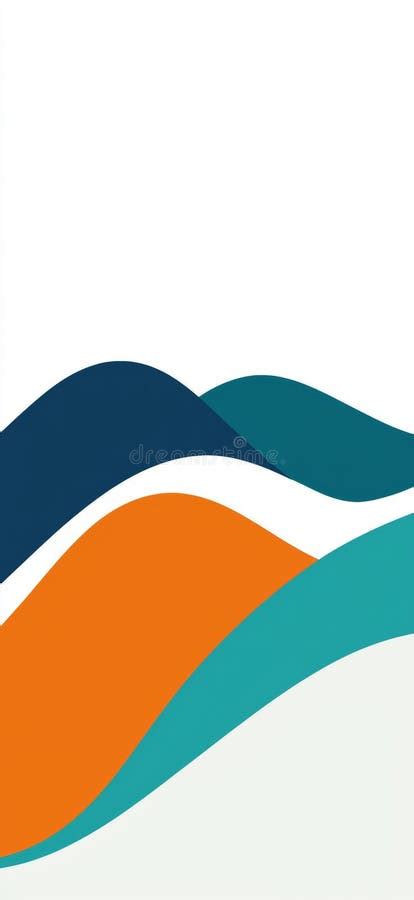Smooth Undulating Lines In Vibrant Blue Orange And Teal Create A Dynamic Abstract Composition