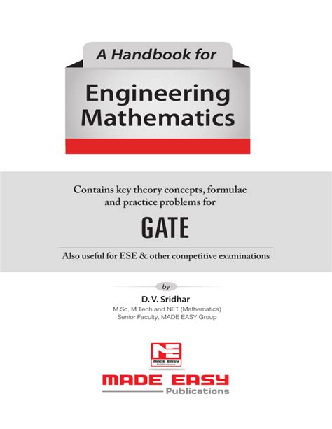Engineering Mathematics Handbook For Gate And Ese