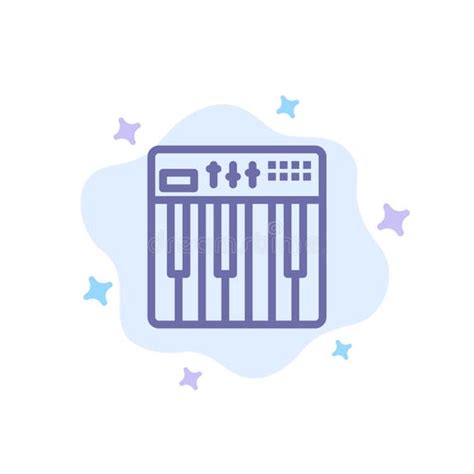 Controller Hardware Keyboard Midi Music Blue Icon On Abstract Cloud Background Stock Vector