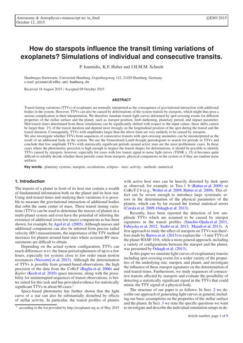 Pdf How Do Starspots Influence The Transit Timing Variations Of Exoplanets Simulations Of