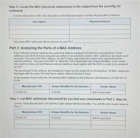 Solved Lab Determine The MAC Address Of A Host Topology Chegg