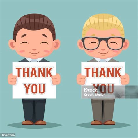 감사 미소 빈 프로 모션 광고 종이 귀여운 사업가 마스코트 행복 한 만화 캐릭터 디자인 벡터 일러스트 레이 션 감사합니다에 대한 스톡 벡터 아트 및 기타 이미지 Istock