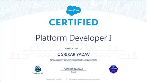 Srikar Yadav C On Linkedin Salesforcecertified Developer Pd1 Salesforce