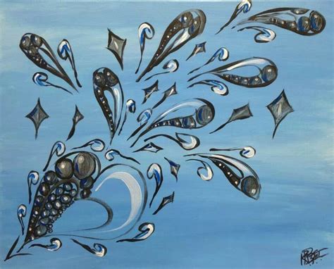 Phallic Abstract Painting With Feathers And Stars