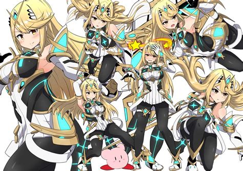Kirby Mythra And Mythra Xenoblade Chronicles And More Drawn By Asyura Kumo Danbooru
