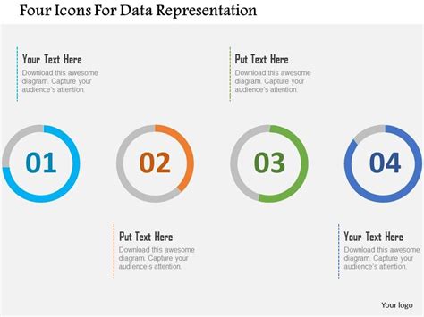 Four Icons For Data Representation Flat Powerpoint Design Graphics Presentation Background