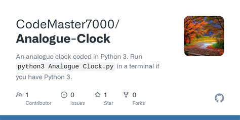 Github Codemaster7000analogue Clock An Analogue Clock Coded In Python 3 Run `python3