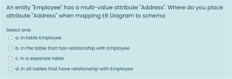Solved Entity Employee Has Attributes Empld And Name
