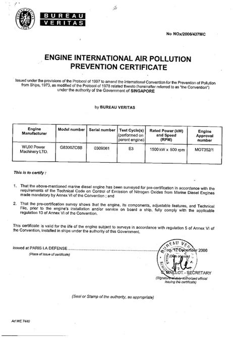 Sea Kite I Iapp Certificate