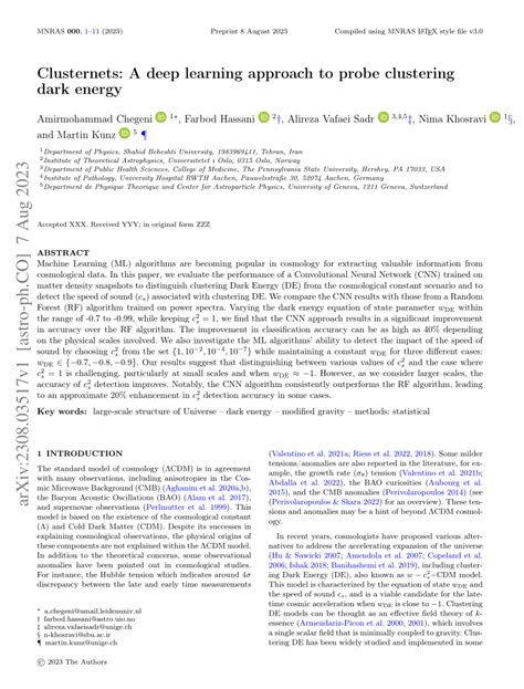 Pdf Clusternets A Deep Learning Approach To Probe Clustering Dark Energy