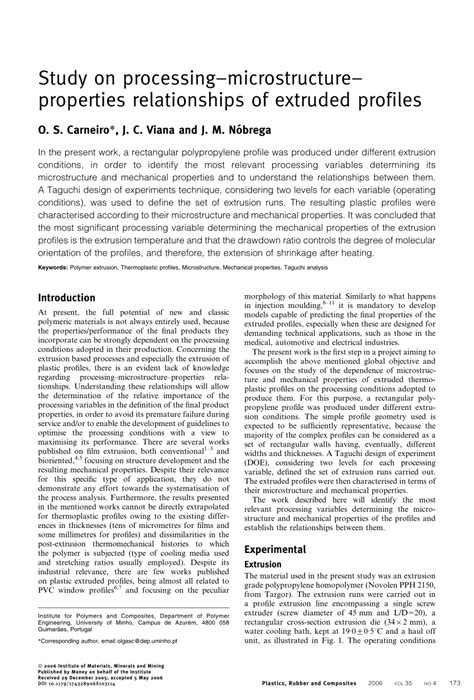 Pdf Processing Microstructure Properties Relationships In Extrusion