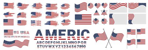 Bundle Of Usa United States Of America Icon Flag Symbol Sign Vector