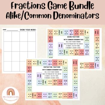 Adding Subtracting Fractions With Alike Common Denominators Bundle