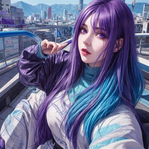 Purple Themed Cyber Gal In Cyb Image Created By Mrvector Tensorart