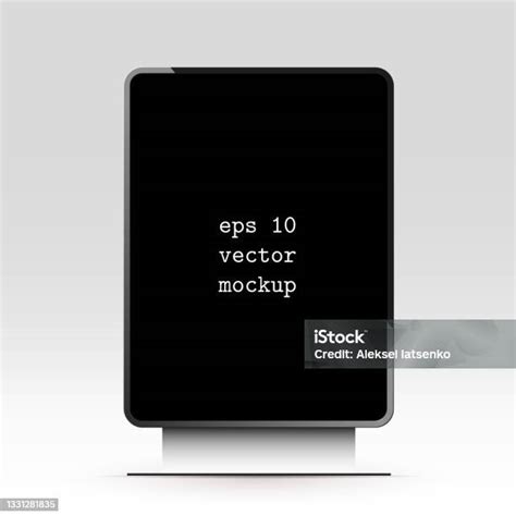 그라데이션 배경에 광고판 라이트박스 모형을 지우기 벡터 그림입니다 프레임의 검은 화면 옥외 광고 수직 템플릿 광고 빛과 그림자가 있는 사실적인 디자인 실물 모형에 대한 스톡