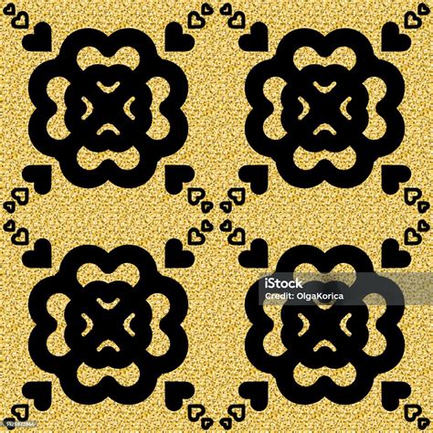아라베스크 골드 블랙 이음새가 없는 패턴 아랍어 스타일 반짝이 배경 검은색에 대한 스톡 벡터 아트 및 기타 이미지 검은색 금 금속 금색 Istock