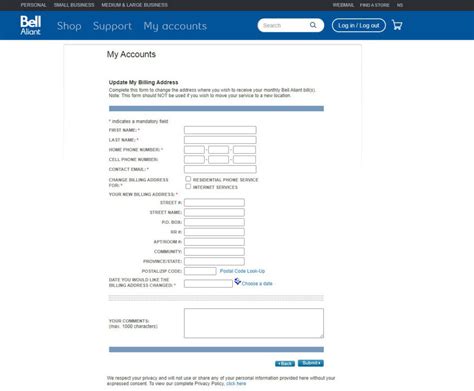 Update My Billing Address Support Bell Aliant