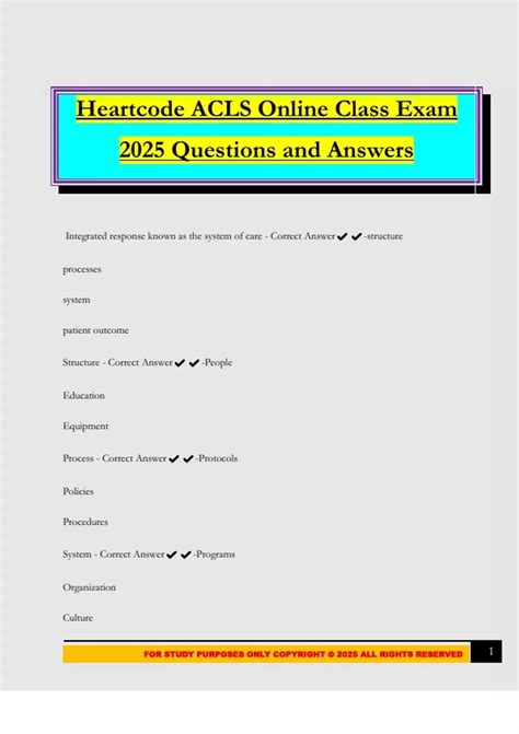 Heartcode ACLS Online Class Exam Questions And Answers Pals Stuvia US
