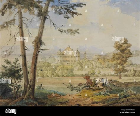An 19th Century Depiction Of Schloss Possenhofen A Historical Castle