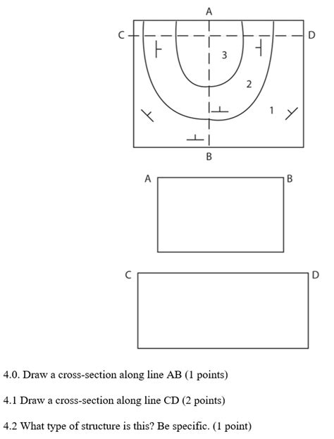 Solved 4 0 Draw A Cross Section Along Line Ab 1 Points