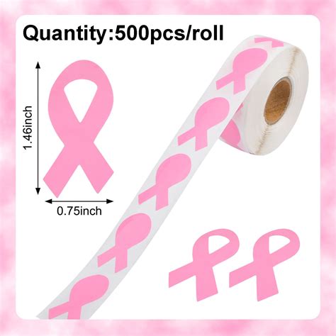 Wandic Pink Ribbon Sticker 500 Pieces Pink Ribbon