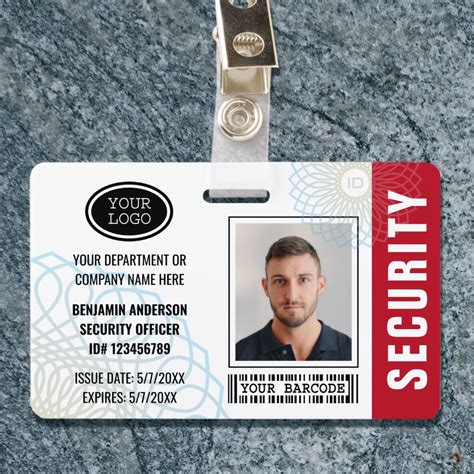 Custom Security Officer Id Photo Red Badge Zazzle Security Officer