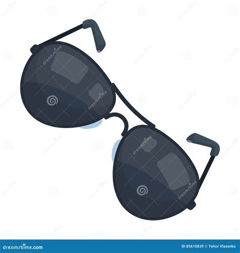 Aviator Sunglasses Icon In Cartoon Style Isolated On White Background Police Symbol Vector