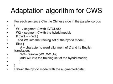 Ppt Chinese Word Segmentation Adaptation For Statistical Machine Translation Powerpoint