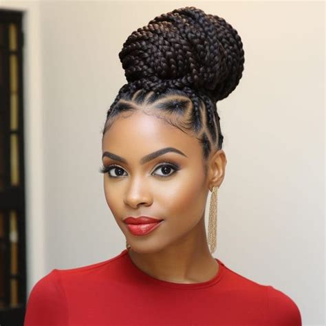 Box Braid Updo Hairstyle For Women Elegant Braided Hairstyle Braided