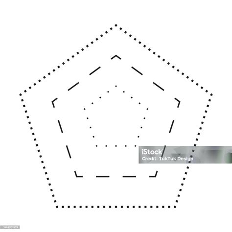 미취학 아동 유치원 및 몬테소리 어린이 사전 작성 그리기 및 절단 연습 활동을 위한 오각형 모양 기호 점선 및 점선 요소 추적 0명에 대한 스톡 벡터 아트 및 기타 이미지