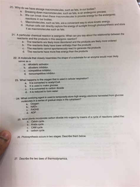 Solved Why Do We Have Storage Macromolecules Such As Fats