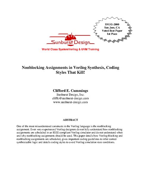 Verilog Design Sunburst Design World Class Systemverilog And Uvm