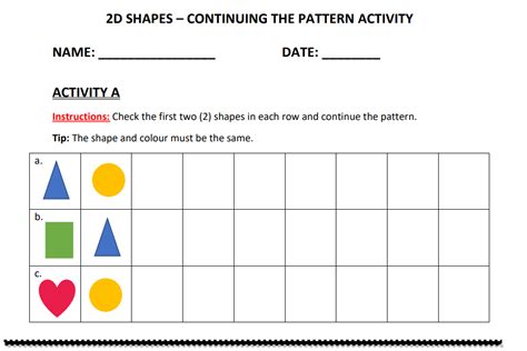 2D SHAPES PATTERNS ACTIVITY Teaching Resources