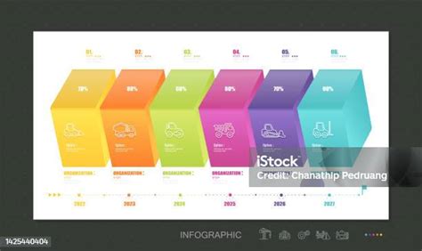 인포그래픽 6단계 최신 아이콘이 있는 타임라인 다이어그램 달력 스톡 일러스트레이션 인포그래픽 타임라인 시각 보조 시간 라인 아트