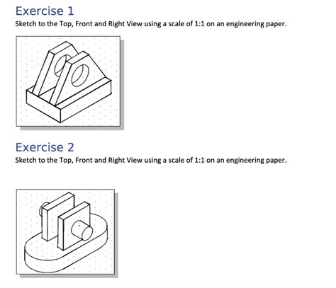 Solved Sketch To The Top Front And Right View Using A Scale Chegg Com