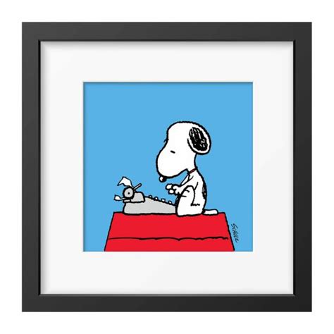 Magpie Peanuts Typewriter Snoopy Square Framed Art Print Temptation Ts