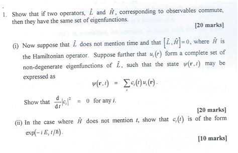 solved 1 show that if two operators î and Ê corresponding