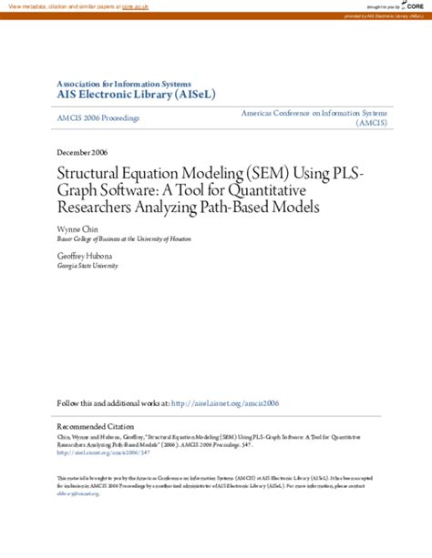 Pdf Structural Equation Modeling Sem Using Pls Graph Software A