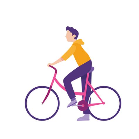 千库网扁平风骑单车准备起步的男生元素编号11949654