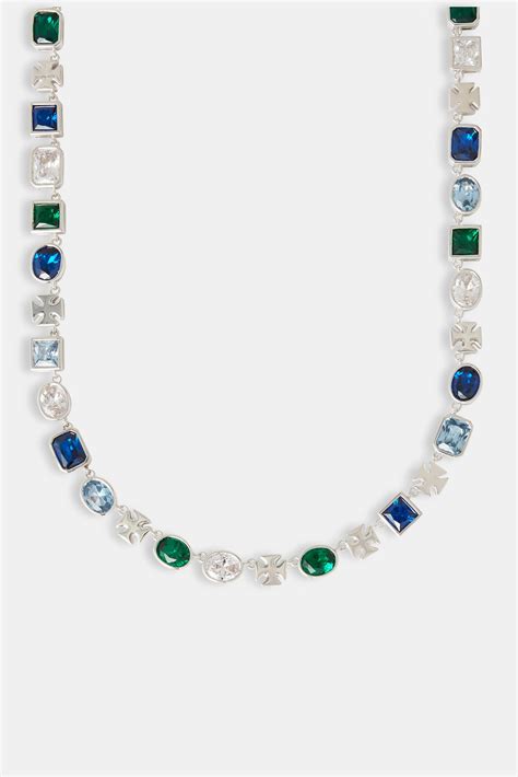 Polished Edge Gemstone And Cross Chain 8mm Mens Chains Shop Multi Gemstone Chains At