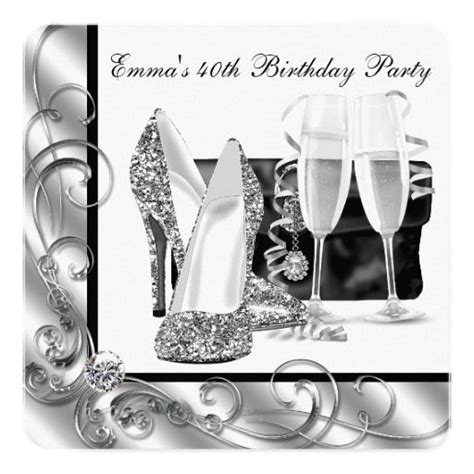Womans Black And White Birthday Party Invitation Zazzle